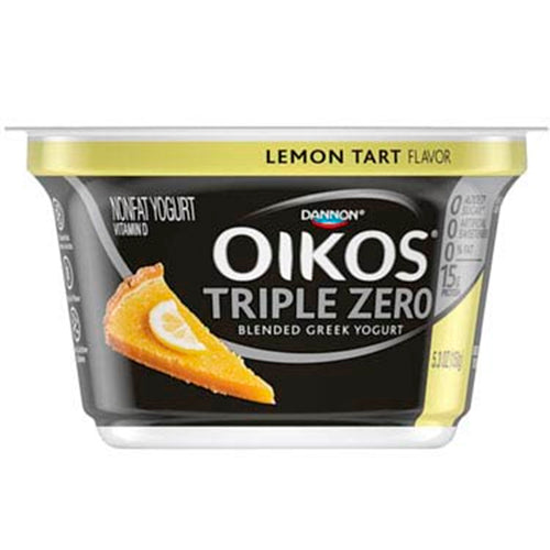 DANNON OIKOS TRIPLE ZERO BLENDED GREEK YOGURT LEMON TART / 5.3 OZ ...