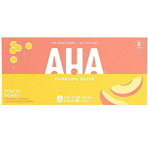 AHA PEACH + HONEY SPARKLING WATER 8 PACK / 96 FL OZ – Brooklyn Fare