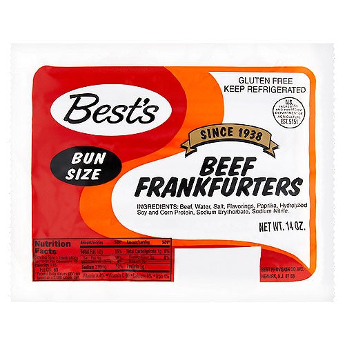 BEST'S BEEF FRANKFURTERS - BUN SIZE / 14 OZ – Brooklyn Fare