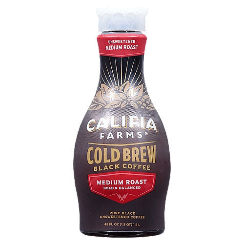 CALIFIA FARMS UNSWEETENED MEDIUM ROAST COLD BREW BLACK COFFE / 48 FL O ...