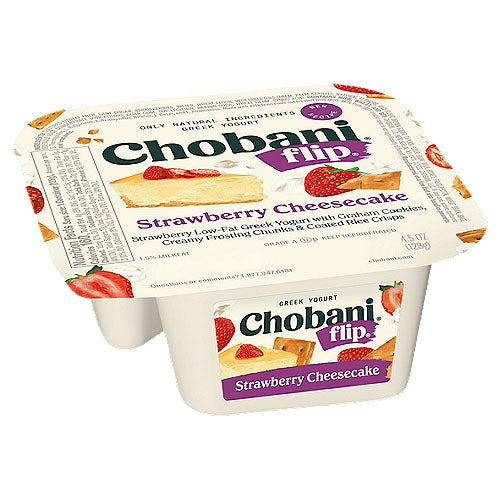 CHOBANI FLIP STRAWBERRY CHEESECAKE GREEK YOGURT - LOWFAT MIL / 4.5 OZ ...