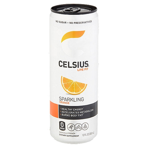 CELSIUS LIVE FIT ORANGE SPARKLING ENERGY DRINK / 12 FL OZ – Brooklyn Fare