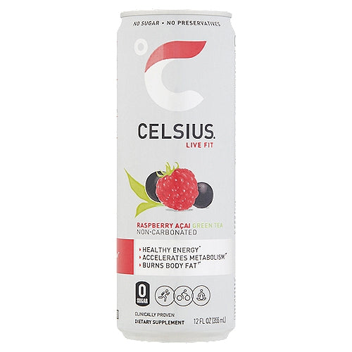 CELSIUS LIVE FIT RASPBERRY ACAI GREEN TEA NON CARBONATED EN / 12 FL OZ ...